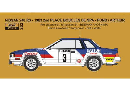 Rejimodel 262 Nissan 240 RS - Boucles de Spa 1983 Pond / Arthur (for Beemax and Aoshima Kits)