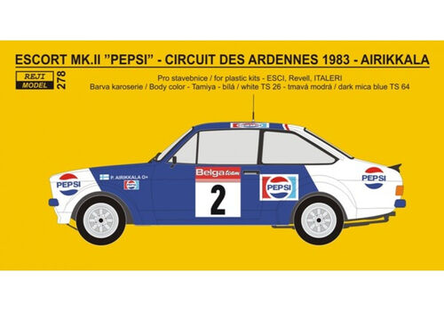 Rejimodel 278 Ford Escort RS 1800 „PEPSI“ - Circuit des Ardennes - Airikkala / Piironen (for ESCI, Revell and Italeri Kits)
