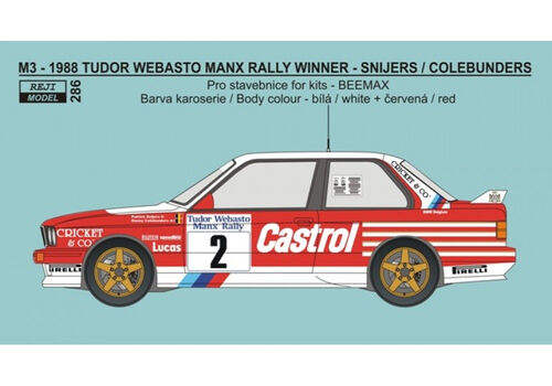 Rejimodel 286 BMW M3 - 1988 Tudor Webasto Manx Rally winner - Snijers / Colebunders (for Beemax Kits)