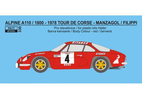 Rejimodel 330 Renault Alpine A 110 / 1800 - Tour de Corse 1978 - Manzagol / Filippi (for Heller Kits)