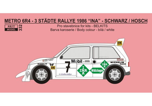Rejimodel 332 MG Metro 6R4 - INA - 3-Stadte Rally 1986 - Schwarz / Hosch (for Belkits Kits)