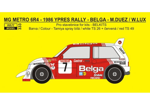 Rejimodel 333 MG Metro 6R4 - BELGA - Rally Ypres 1986 - Duez / Lux (for Belkits Kits)