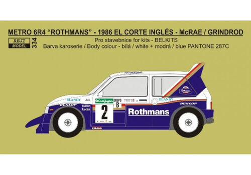 Rejimodel 334 MG Metro 6R4 - Rothmans rallye team 1986 - J.McRae (for Belkits Kits)