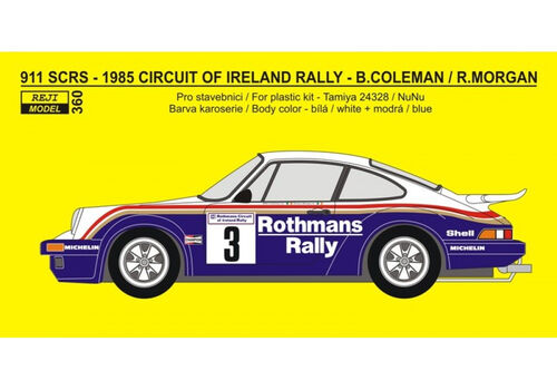 Rejimodel 360 Porsche 911 SCRS - "Rothmans" 1985 Circuit of Ireland rally - Coleman / Morgan (for Tamiya and NuNu Kits)