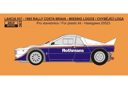 Rejimodel 363 Lancia 037 - 1985 Rally Costa Brava - Rothmans logos (for Hasegawa Kits)