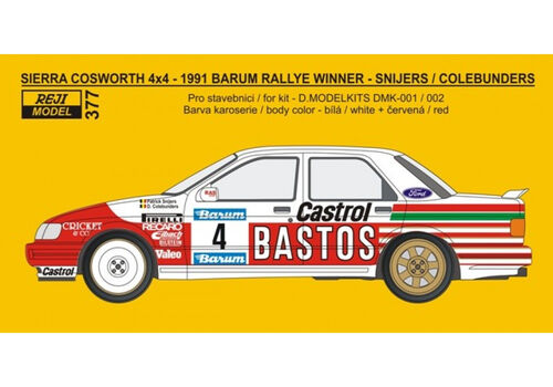 Rejimodel 377 Ford Sierra Cosworth 4x4 - 1991 Barum rally winner - Snijers / Colebunders (for D.Modelkits Kits)