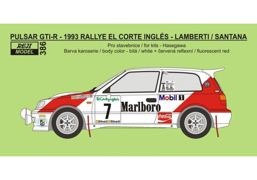 Rejimodel 386 Nissan Pulsar GTI-R - Rally El Corte Ingles 1993 - Lamberti / Santana (for Hasegawa Kits)