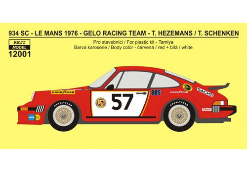Rejimodel 12001 Porsche 934 - 1976 LeMans #57 - GELO Racing Team (for Tamiya Kits)