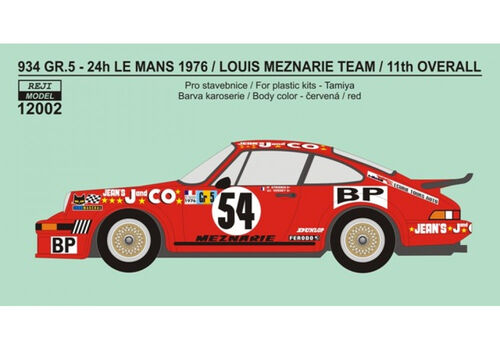 Rejimodel 12002 Porsche 934 - LeMans 1976 #54 - Meznarie Team (for Tamiya Kits)