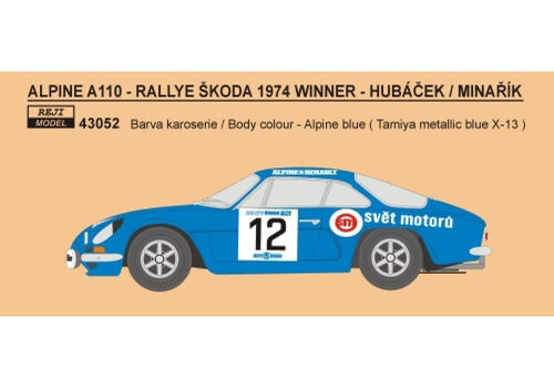 Rejimodel 43052 Alpine A 110 - Rally Skoda 1974 - Hubacek / Minarik