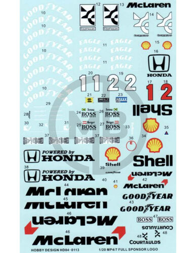 Hobby design HD04-0113 McLaren MP4/7 - Sponsor Logo Decals