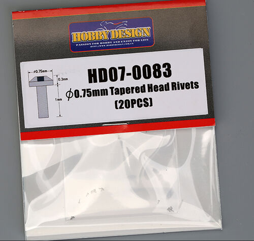 Hobby design HD07-0083 0.75 mm Tapered Head Rivet (20 pcs)