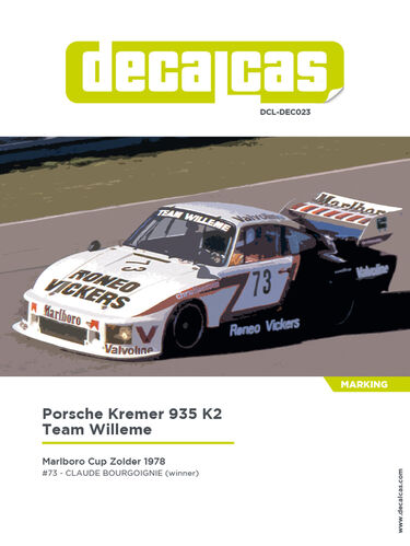 Decalcas DEC023 Porsche Kremer 935 K2 Team Willeme 1978 (for Beemax and Aoshima Kits)