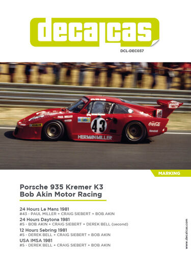 Decalcas DEC037 Porsche Kremer 935 K3 Team Bob Akin Motor Racing sponsored by Coca Cola Le Mans 1981