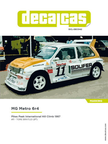 Decalcas DEC042 MG Metro 6R4 Group B sponsored by Solifer Pikes Peak Climb 1987 (for Belkits Kits)