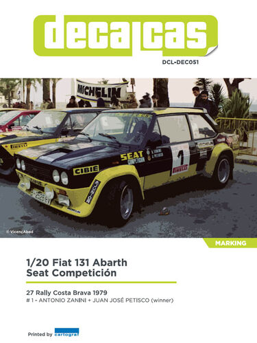 Decalcas DEC051 Fiat 131 Abarth Rally Team Seat Competicion 1979 (for Tamiya Kits)