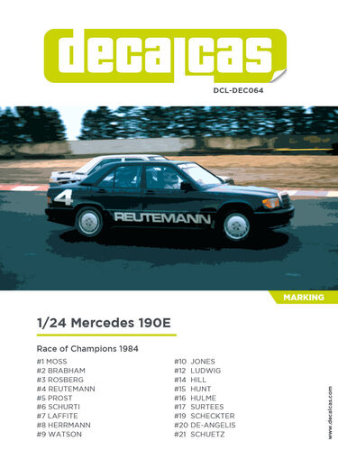 Decalcas DEC064 Mercedes Benz 190E 2.3 16v Race of Champions 1984 (for Italeri Kits)