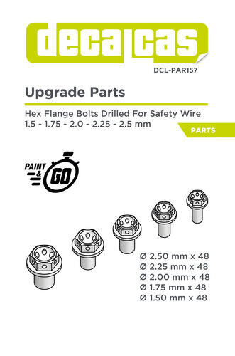 Decalcas PAR157 Hexagonal Flange Bolt Drilled - 1.5 / 1.75 / 2.0 / 2.25 and 2.5 mm (240 pcs)