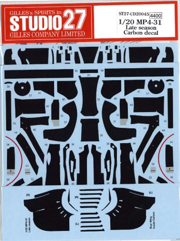 Studio 27 CD20045 McLaren MP4/31 (Late Version) - Carbon Decal (for Ebbro Kits)