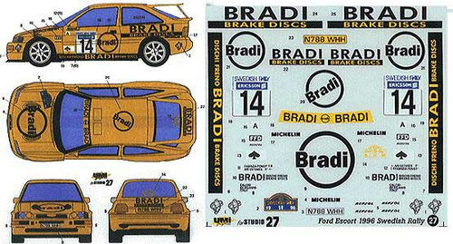 Studio 27 DC0025 Ford Escort "Bradi" Swedish 1996 Decals
