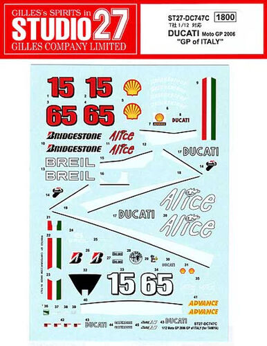 Studio 27 DC0747C Ducati Moto GP of Italy 2006 Decals Set