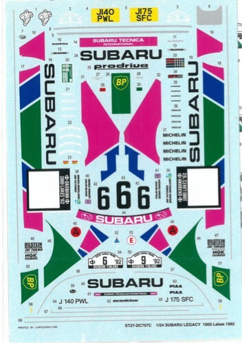 Studio 27 DC0757C Subaru Legacy - 1000 Lakes Rally 1992 Decals Set