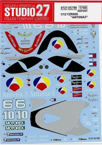 Studio 27 DC0788 Yamaha YZR 500 - Antena WGP 2001 Decals Set