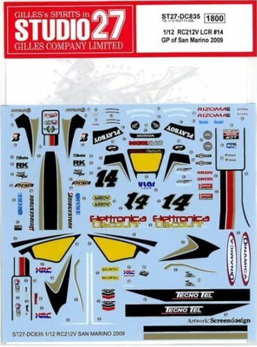 Studio 27 DC0835 Honda RC212V - GP of San Marino 2009 Decals Set (for Tamiya Kits)