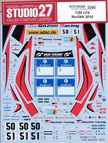 Studio 27 DC0867 Lexus LFA - Nurburgring 2010 Decals Set (for Tamiya Kits)