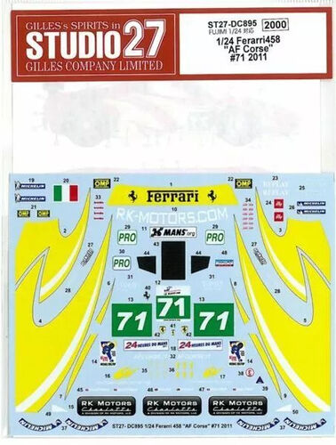 Studio 27 DC0895 Ferrari 458 - AF Corse 2011 Decals Set (for Fujimi Kits)