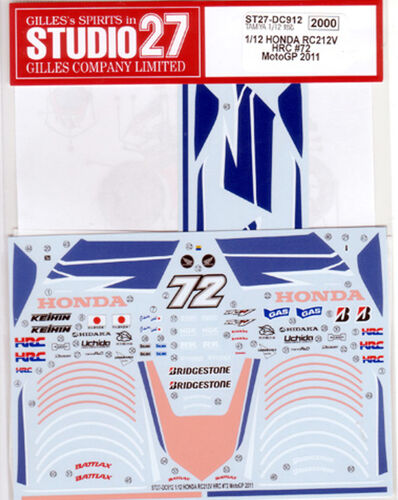 Studio 27 DC0912 Honda RC212V HRC - Moto GP 2011 Decals Set (for Tamiya Kits)