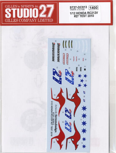 Studio 27 DC0913 Honda RC212V - Test 2010 Decals Set (for Tamiya Kits)