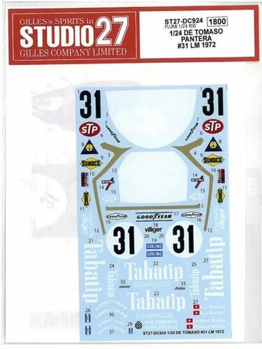 Studio 27 DC0924 De Tomaso Pantera - LM 1972 No.31 Decals Set (for Fujimi Kits)