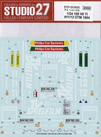 Studio 27 DC0932D Alfa Romeo 155 V6 TI - DTM 1994 Decals Set