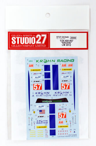Studio 27 DC0949 Ferrari 458 - Krohn Racing LM2012 Decals Set