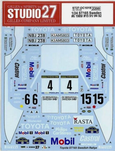 Studio 27 DC1019 Toyota Celica ST165 - Sweden 1989/1992 Decals Set (for Aoshima Kits)