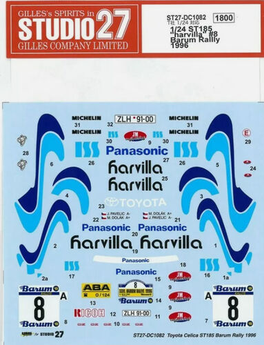 Studio 27 DC1082 Toyota Celica ST185 - Harvilla Barum Rally 1996 Decals Set (for Tamiya Kits)