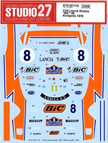 Studio 27 DC1122 Lancia Super Delta - BIC Acropolis 1978 Decals Set