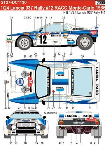 Studio 27 DC1130 Lancia 037 - No.12 RACC Monte Carlo 1986 Decals Set