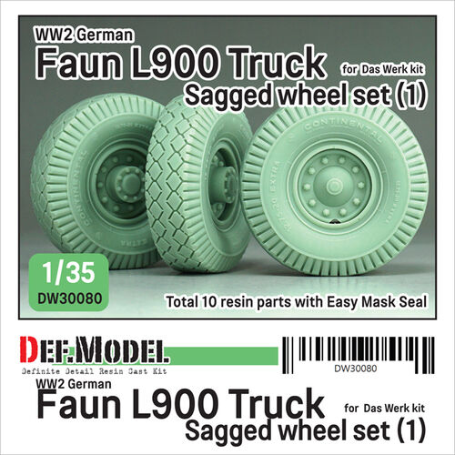 DEF Model DW30080 German WWII Faun L900 - Truck Wheel Set 1 Continental (for Das Werk Kits)