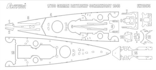 Flyhawk 710074 German Battleship Scharnhorst 1943 Wooden Deck (for Flyhawk FH1148)