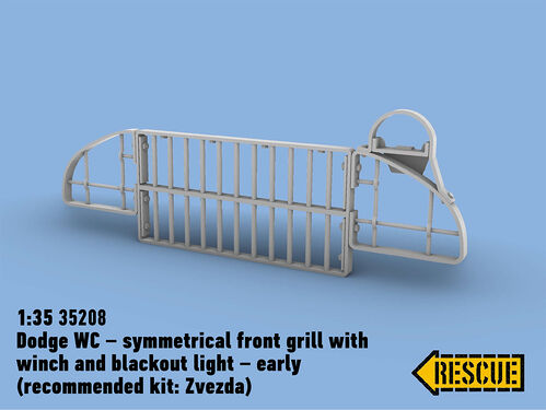 Rescue Models 35208 Dodge WC - symmetrical late front grill with winch and blackout light