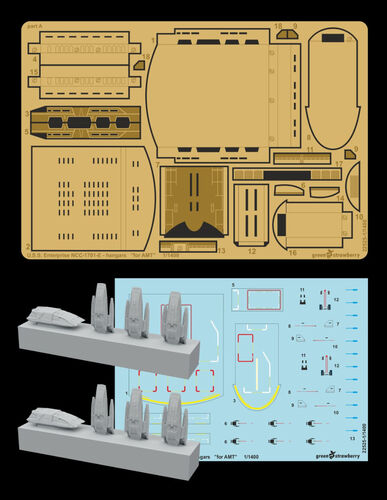 Green Strawberry 22525-1400 USS Enterprise NCC-1701-E - Hangars (for AMT Kits)