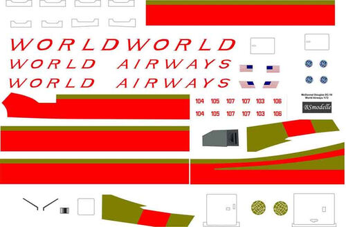BSmodelle 720516 McDonnell Douglas DC-10 - World Airways Decal