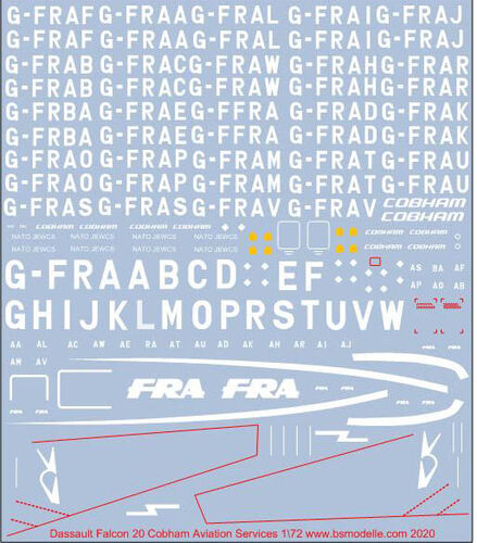 BSmodelle 720524 Dassault Falcon 20 - Cobham Aviation Service Decal
