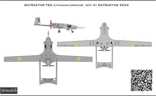 BSmodelle 720568 Bayraktar TB2 - Ukraine Air Force Decal