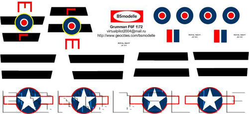 BSmodelle 72059 Grumman F6F in US and British Service Decal
