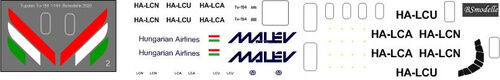 BSmodelle 144551 Tupolev Tu-154 - Malev Decal