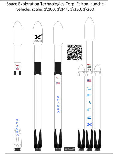 BSmodelle 144643 Launch Vehicles Falcon Space X Decal