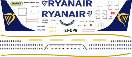 BSmodelle 144660 Boeing 737-800 - Ryain Air Decal (EI-DPG)